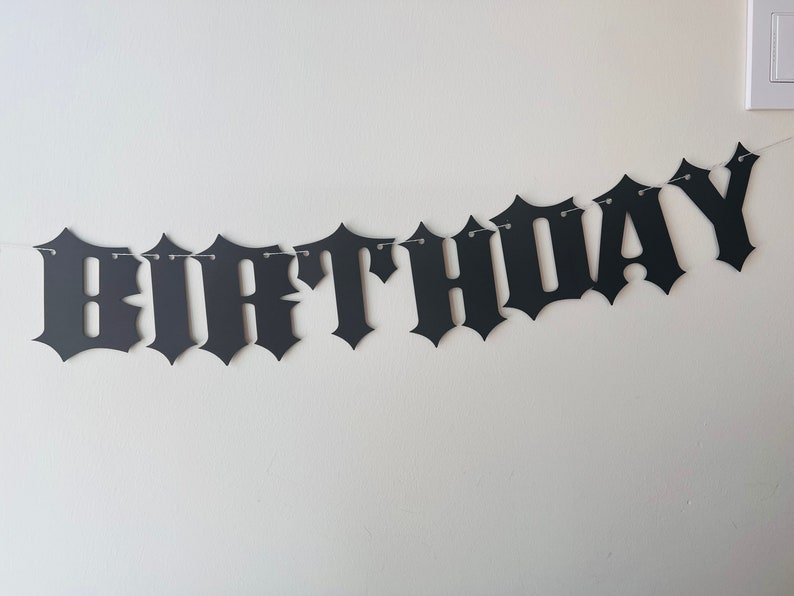 Gothic Happy Birthday Banner Goth Birthday Garland Rock - Etsy
