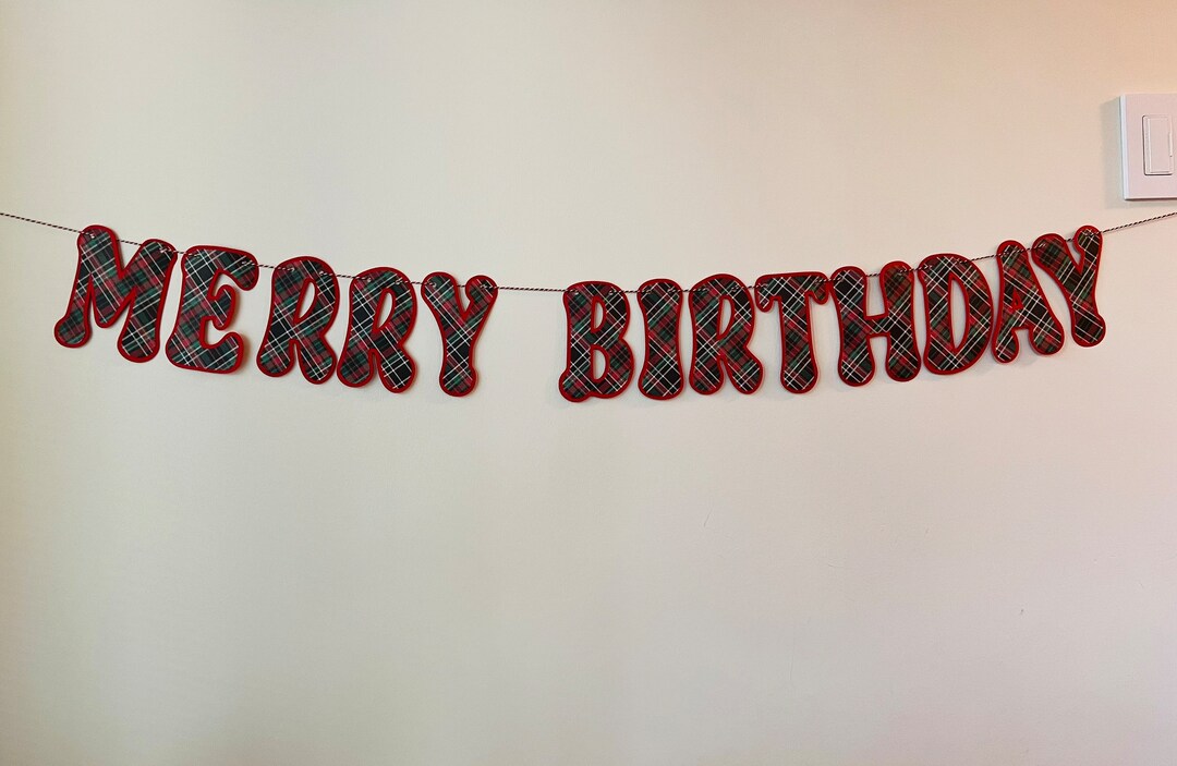 Merry Birthday Banner Christmas Birthday Banner December Birthday ...