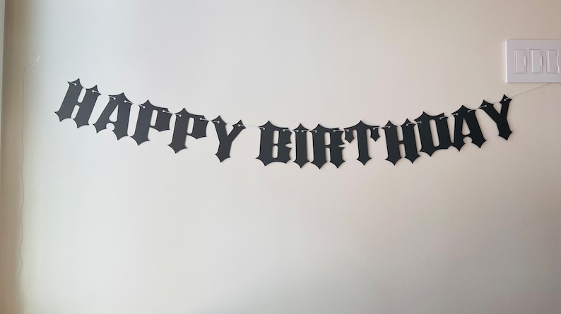 Gothic Happy Birthday Banner Goth Birthday Garland Rock - Etsy