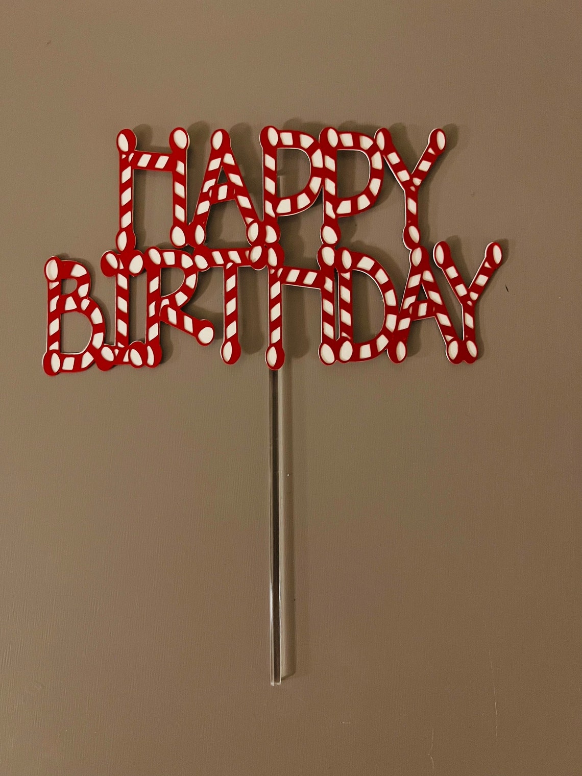 Candy Cane Happy Birthday Cake Topper Winter Wonderland - Etsy