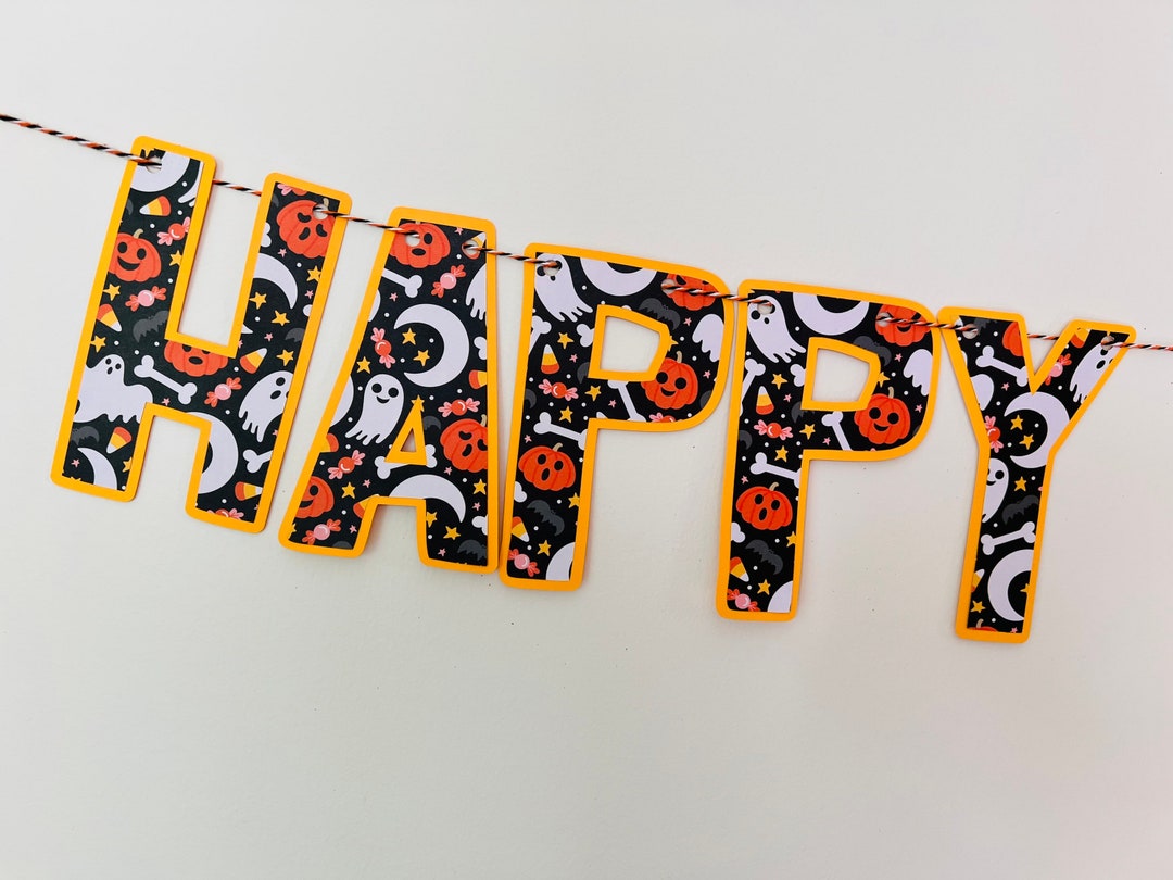 Halloween Happy Birthday Banner | Halloween Birthday Decor | Ghost ...
