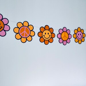 70s Flower Banner | Peace Sign Banner | Smiley Face Banner | Groovy ...