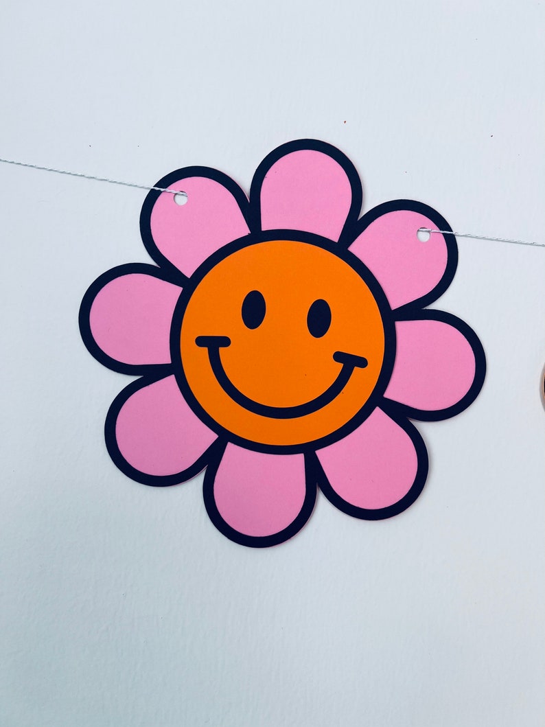 70s Flower Banner Peace Sign Banner Smiley Face Banner - Etsy