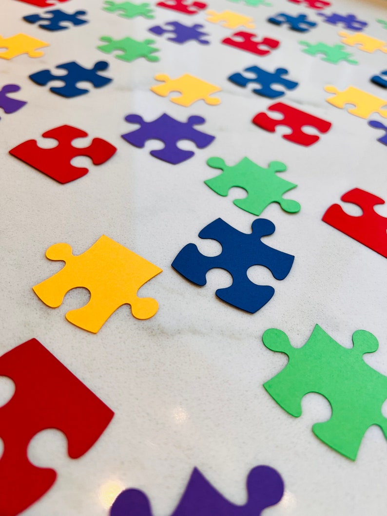 Puzzle Confetti Rainbow Puzzle Confetti Game Night Table - Etsy