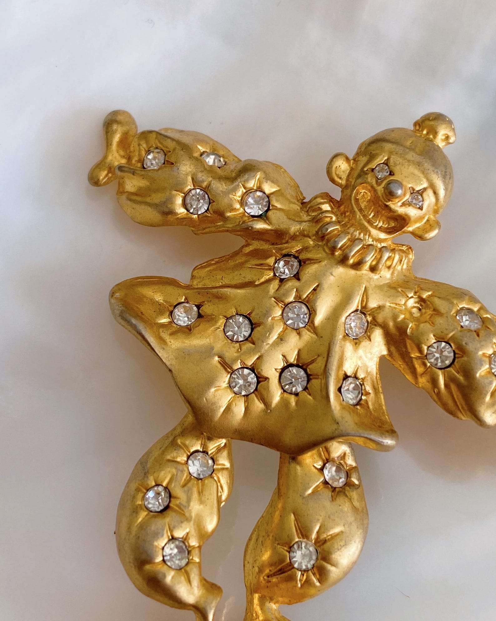 Vintage Articulated Circus Clown Balancing on Ball Brooch, Kinetic ...