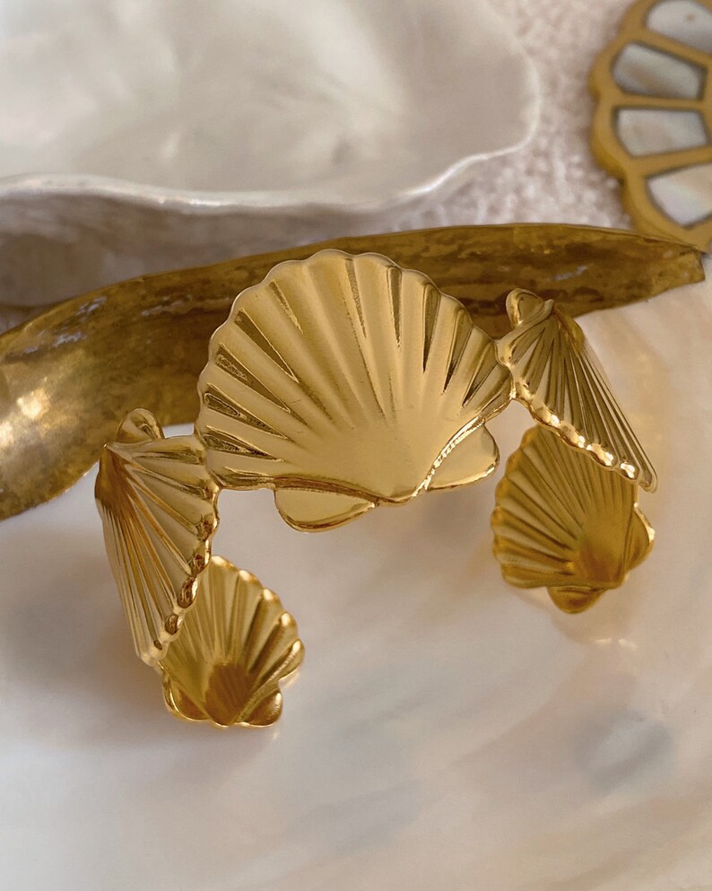 Gold Seashell Cuff Bracelet, Shell Jewelry, Coastal Chic, Ocean ...