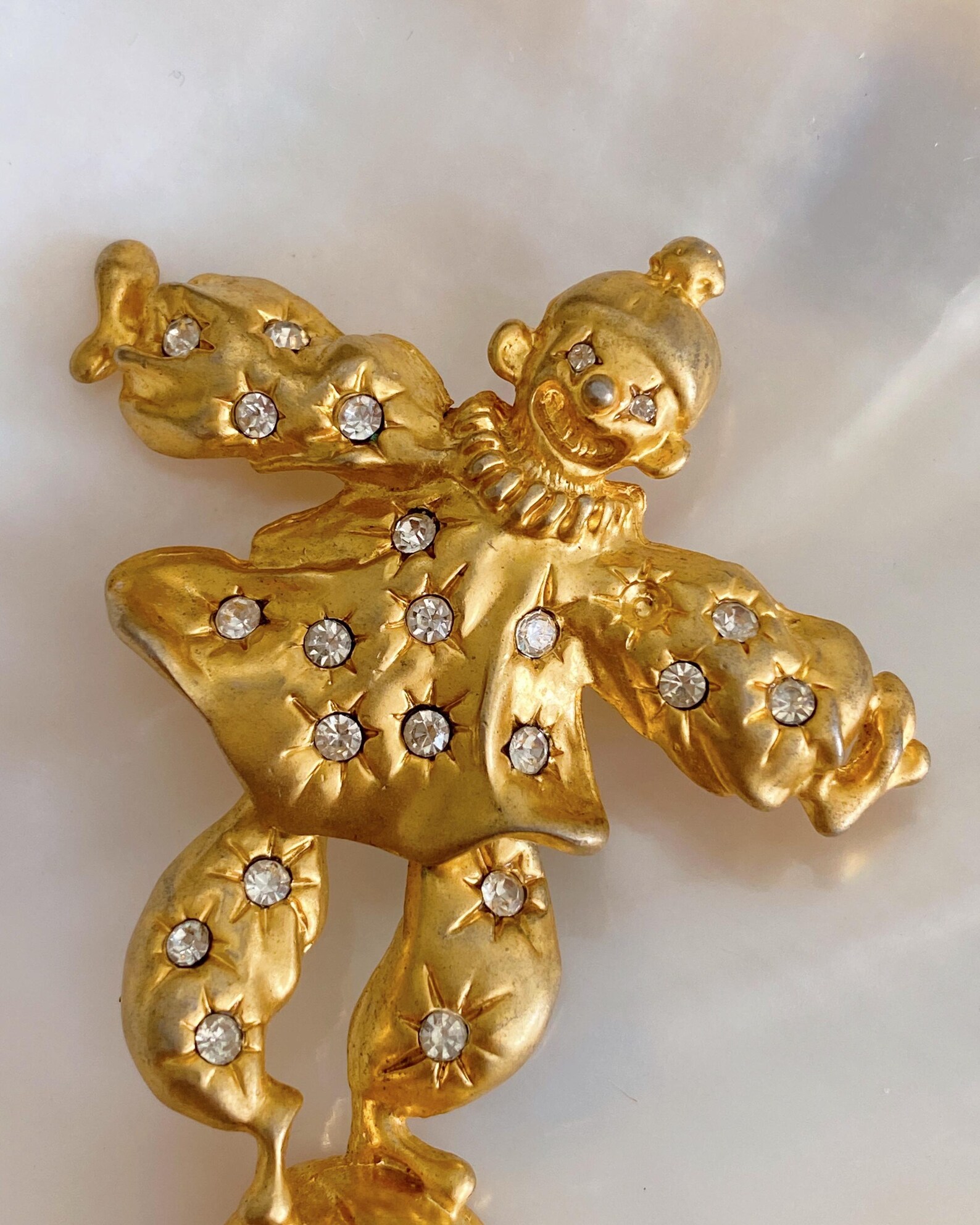 Vintage Articulated Circus Clown Balancing on Ball Brooch, Kinetic ...