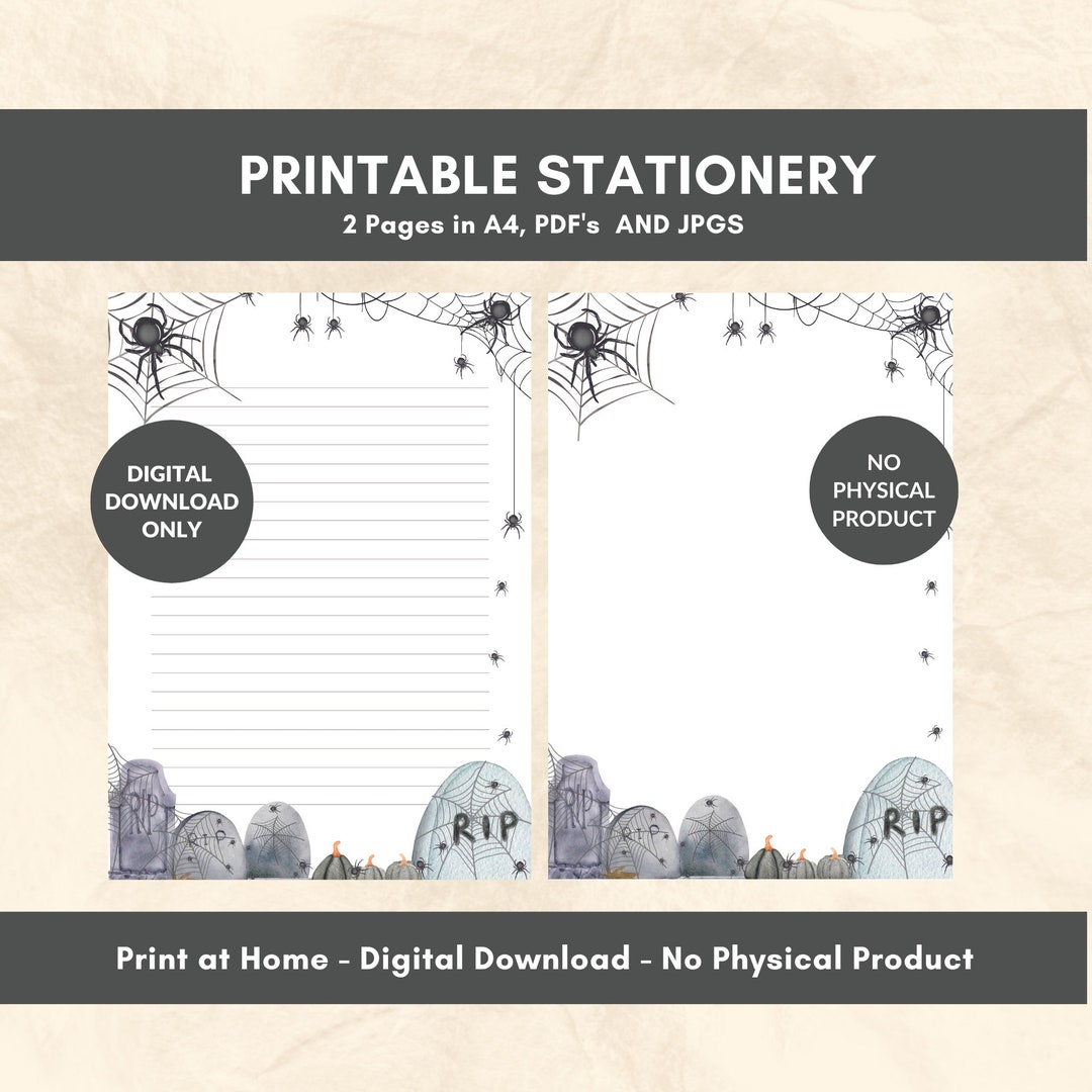 Halloween Printable Stationery A4 Letter Size Lined and - Etsy