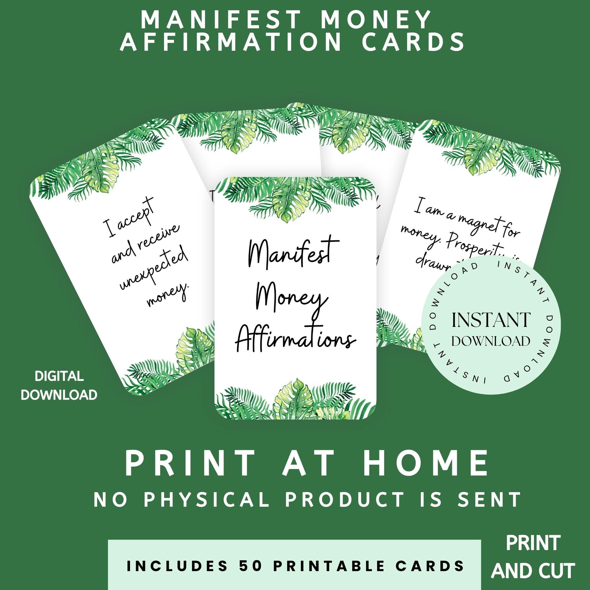 50 Money Mindset Affirmation Cards Vision Board Journal - Etsy