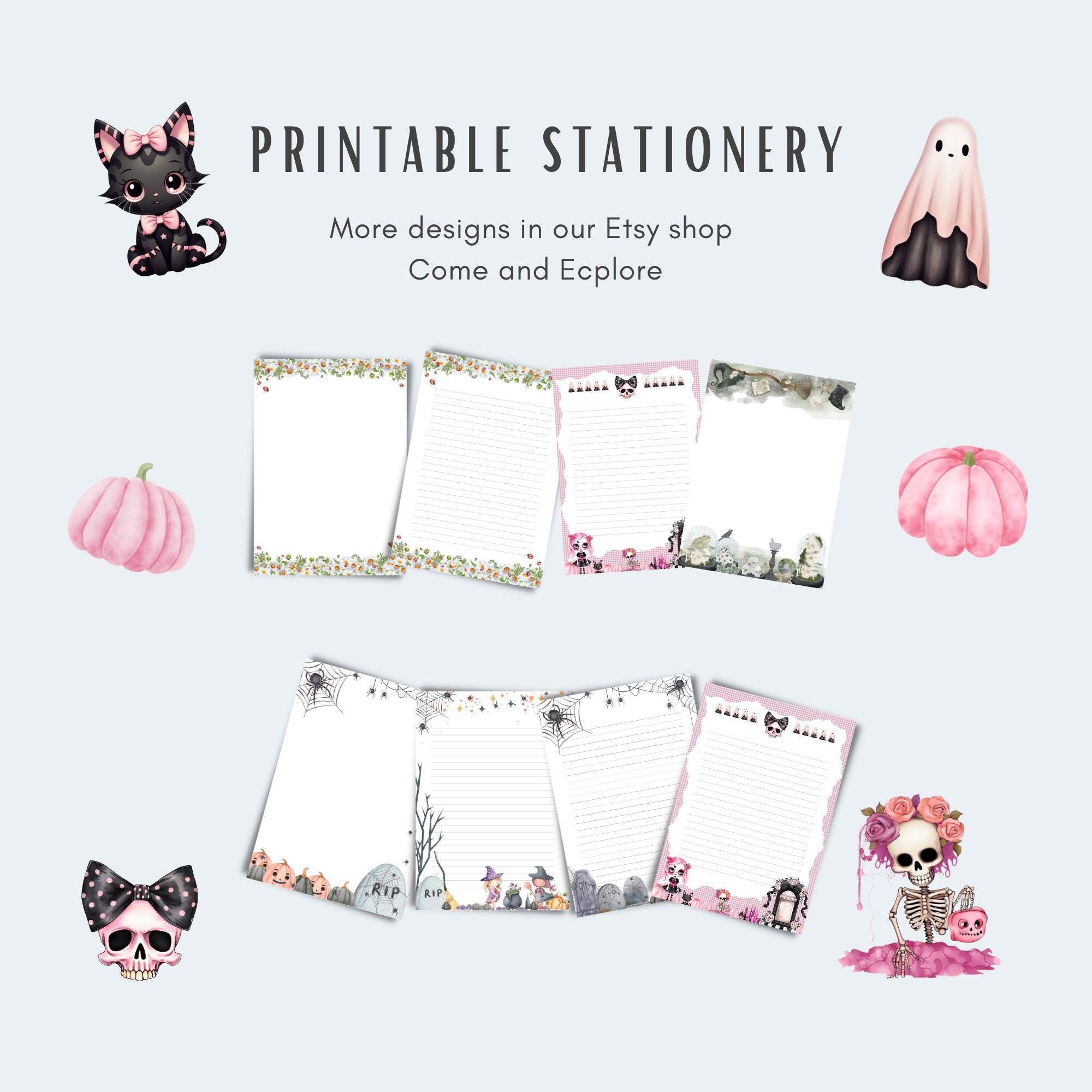 A4 Halloween Printable Stationery Lined and Unlined Note - Etsy Australia