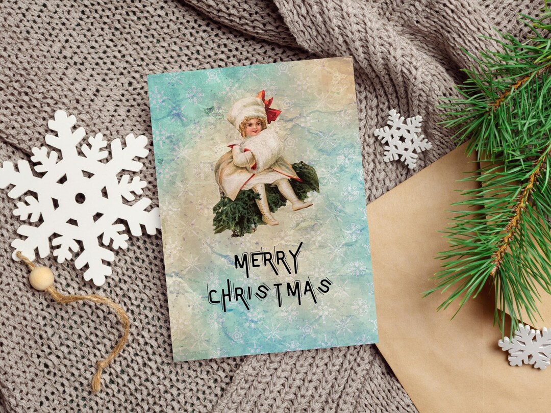Printable Christmas Card Vintage Christmas Card Instant - Etsy
