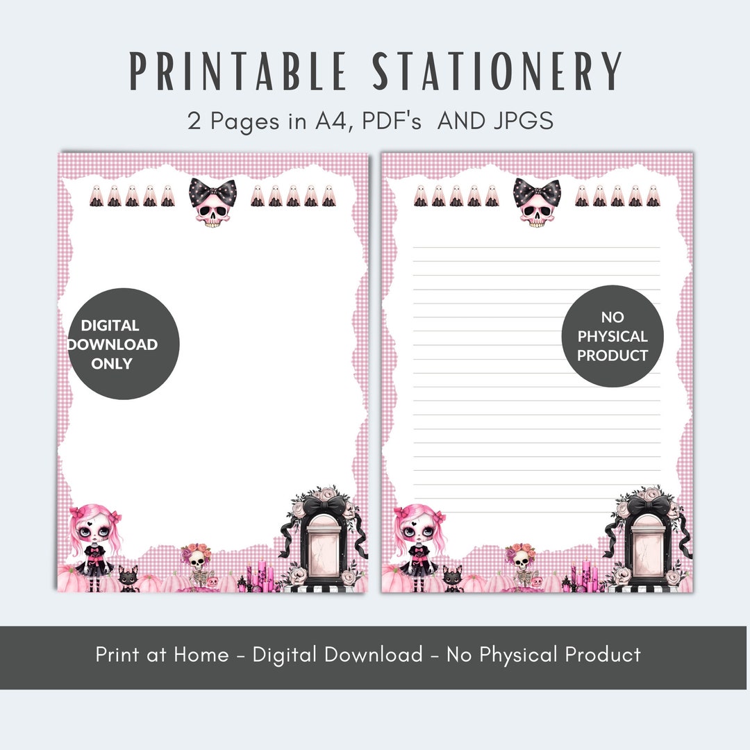 A4 Halloween Printable Stationery Lined and Unlined Note - Etsy