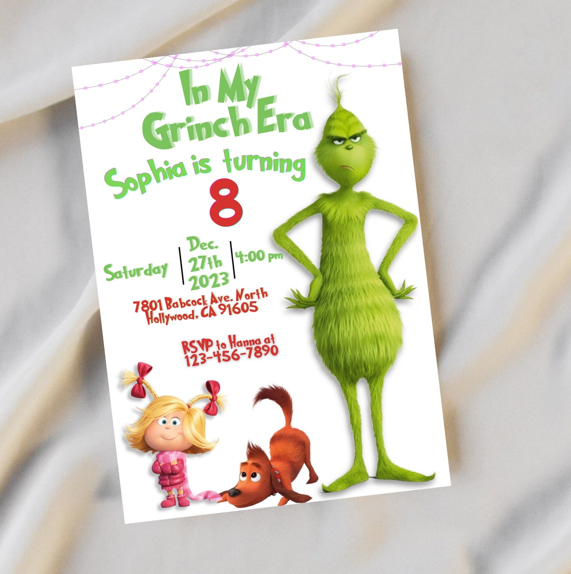 In My Grinch Era Birthday Invitation, Grinch Invitation, Birthday ...