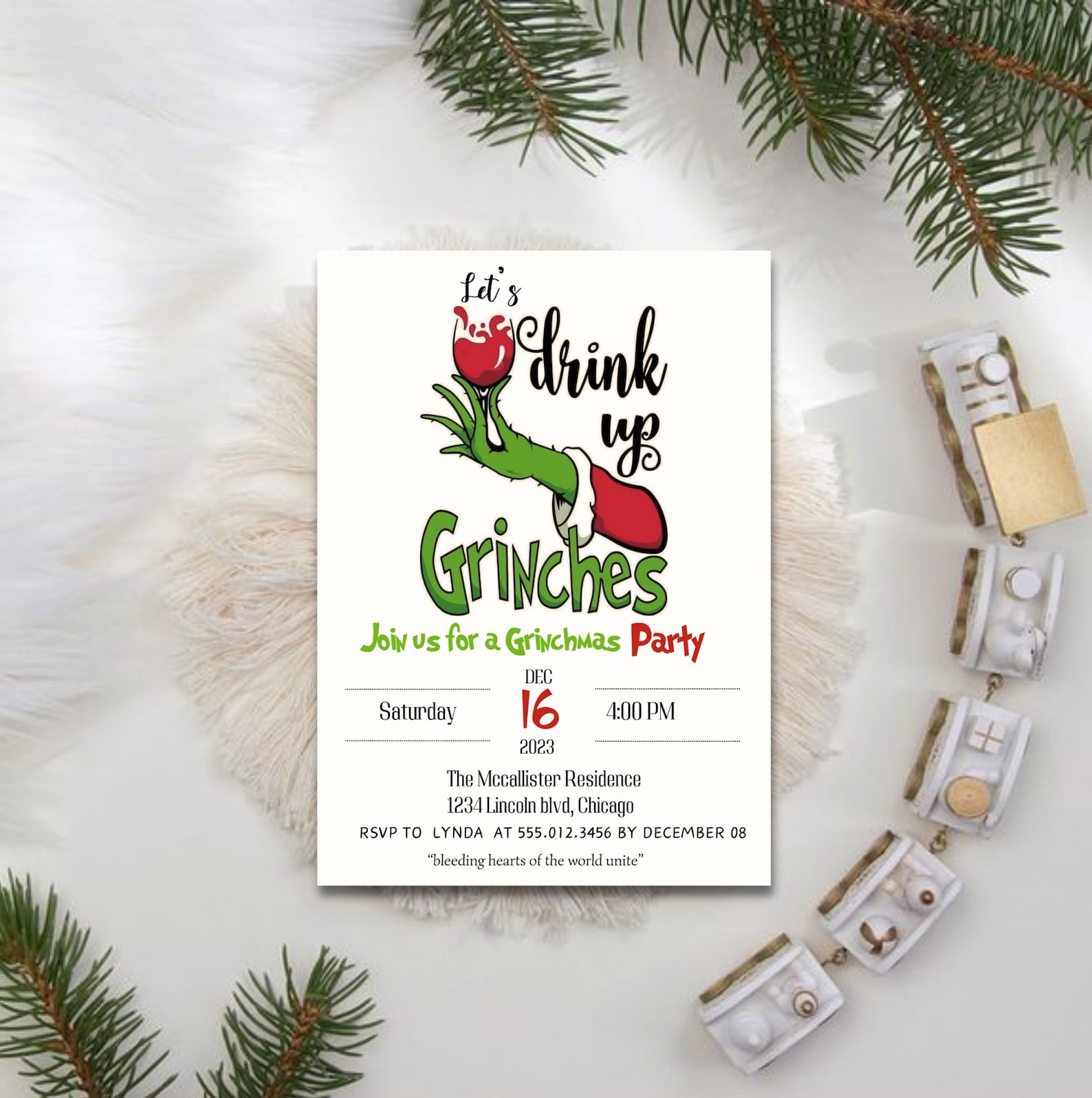 Grinch Party Invitation, Christmas Party, Grinch Christmas, Holiday ...