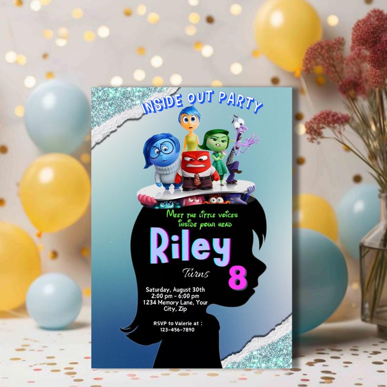 Inside Out Party Invitations, Inside Out 2, Inside Out Decor, Emotions ...