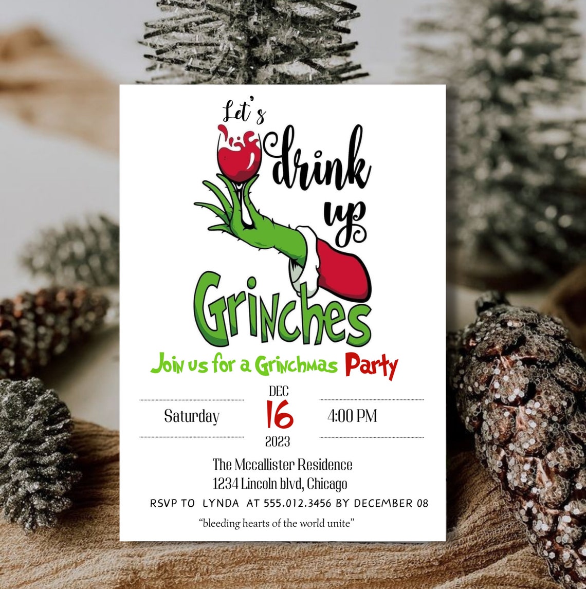 Grinch Party Invitation, Christmas Party, Grinch Christmas, Holiday ...