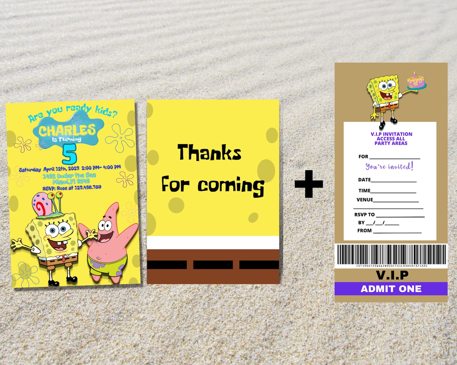Sponge Bob Birthday Invitation, Canva Template, Sponge Bob Template ...