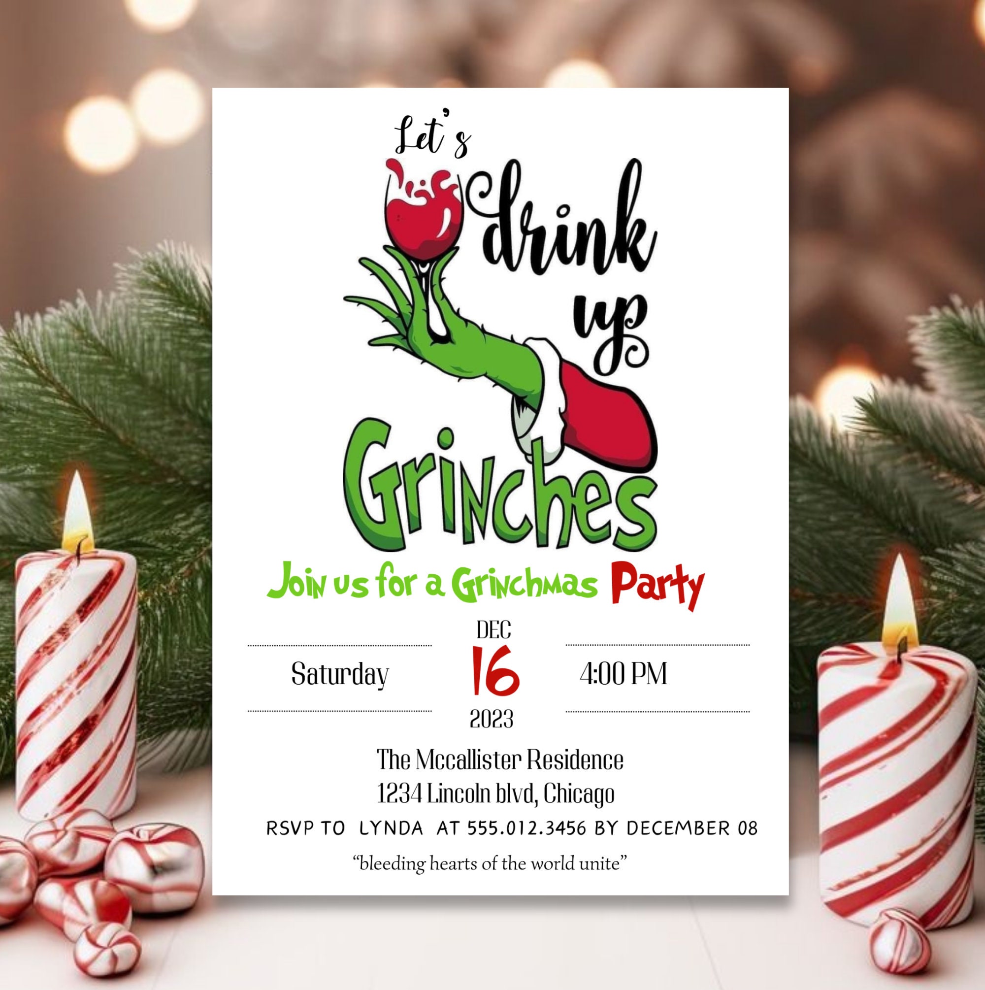 Grinch Party Invitation, Christmas Party, Grinch Christmas, Holiday ...