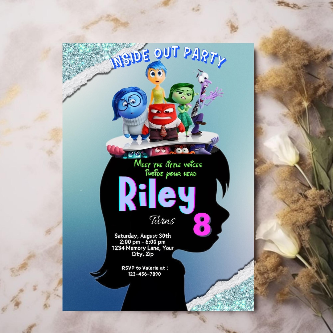 Inside Out Party Invitations, Inside Out 2, Inside Out Decor, Emotions ...