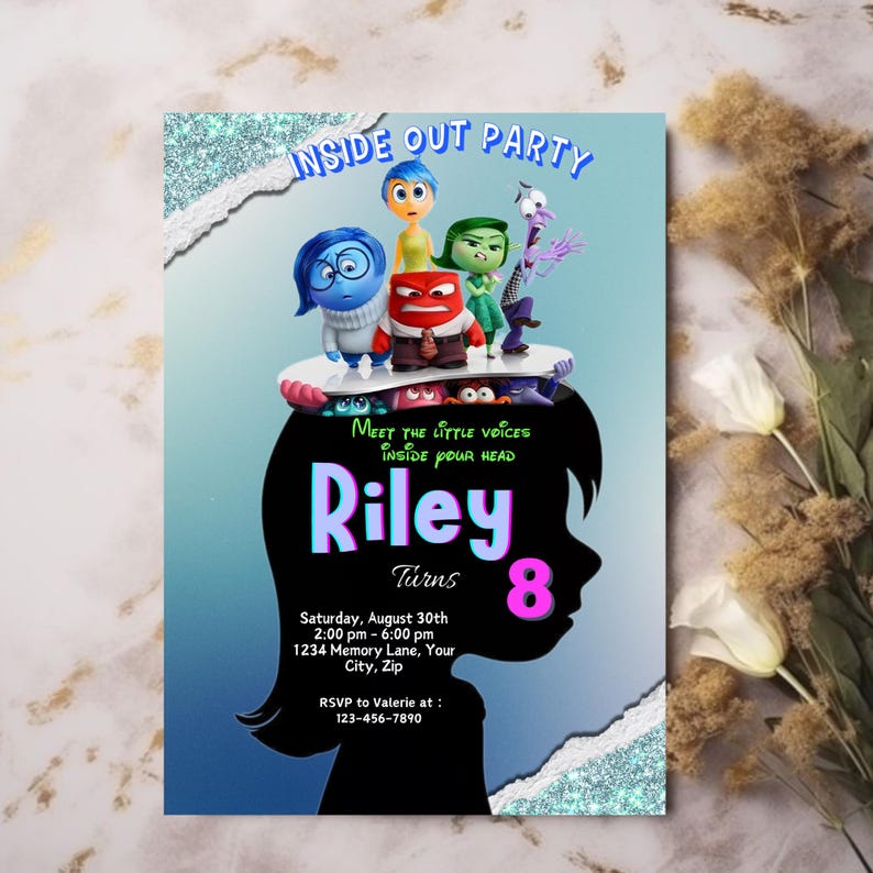Inside Out Party Invitations, Inside Out 2, Inside Out Decor, Emotions ...