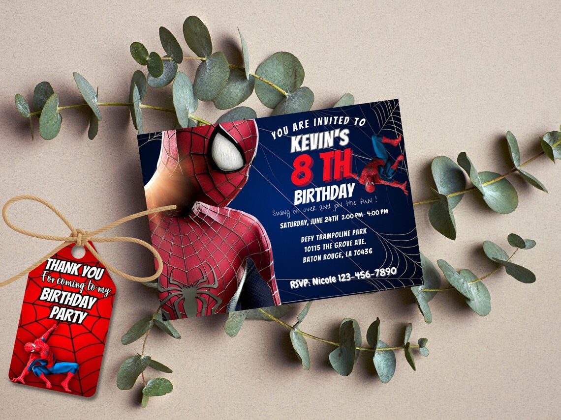 Editable Spider Man Birthday Invitation Template, Printable Birthday ...