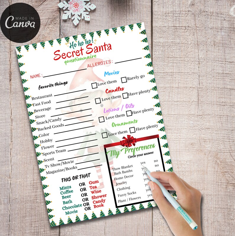 Good Secret Santa Gifts, Secret Santa Form, Secret Santa Wish List ...