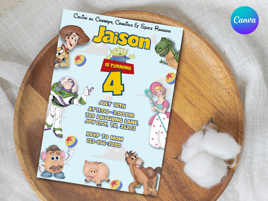 Toy Story Invitation, Toy Story Template, Boys 4th Birthday, Toy Story ...