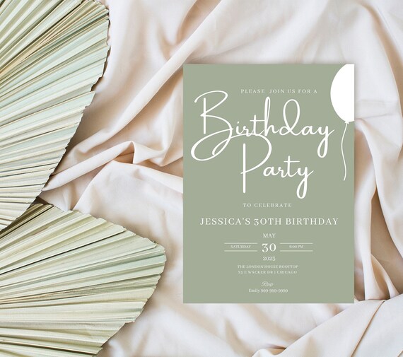 Birthday Party Invitation Template Minimalist Birthday Party - Etsy