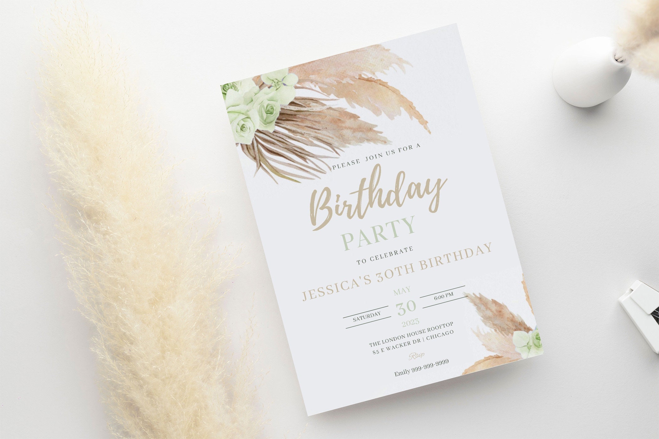 Birthday Party Invitation, Boho Birthday Party Invitation, Birthday ...