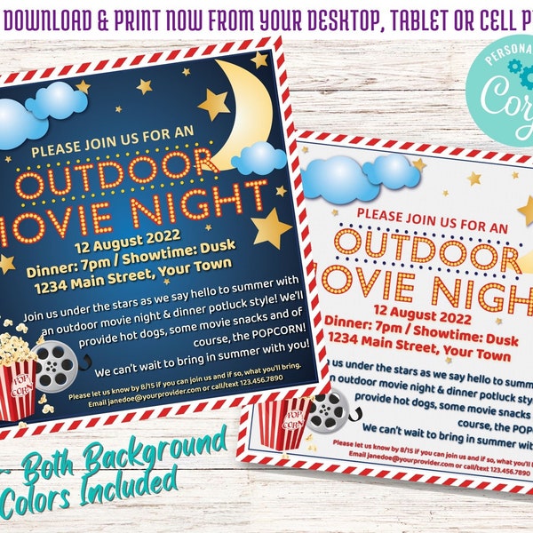 Outdoor Movie Invite - Etsy