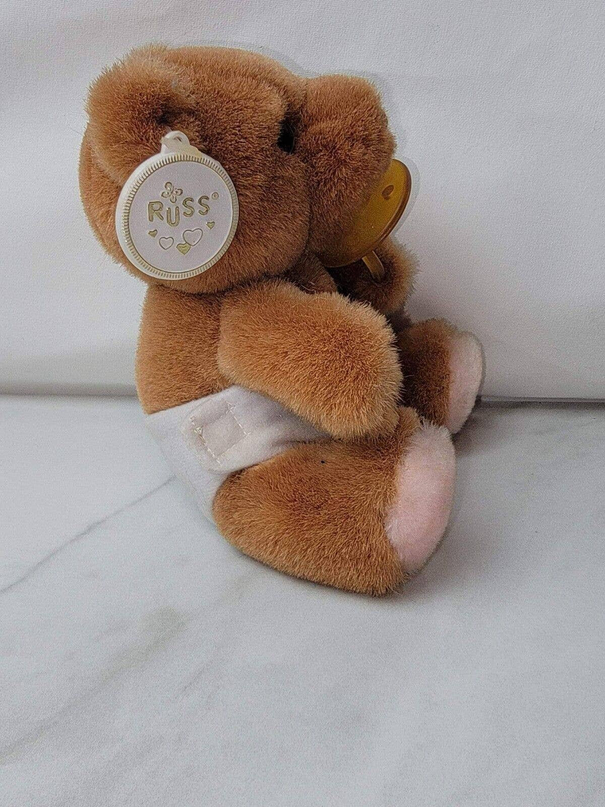 Vintage Russ Caress Soft Pets Baby Bibi Bear W/paci & Diaper - Etsy