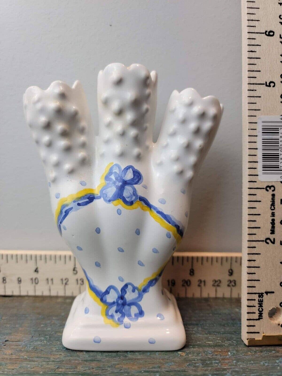 Vintage Three Finger Vase Made in Portugal Hand Painted & Numbered RARE ...