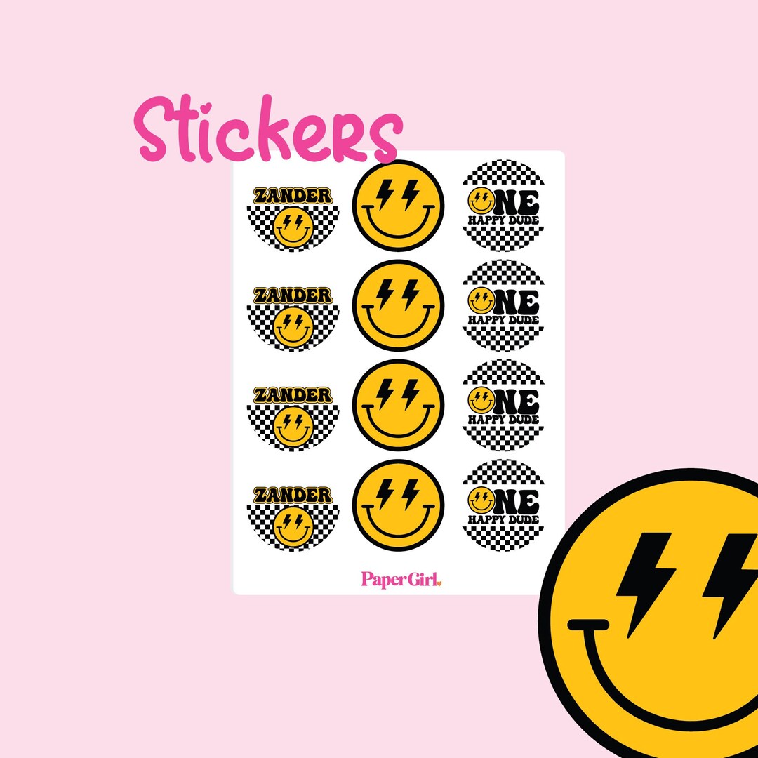 One Happy Dude Birthday Stickers, Personalized Birthday Stickers, One ...