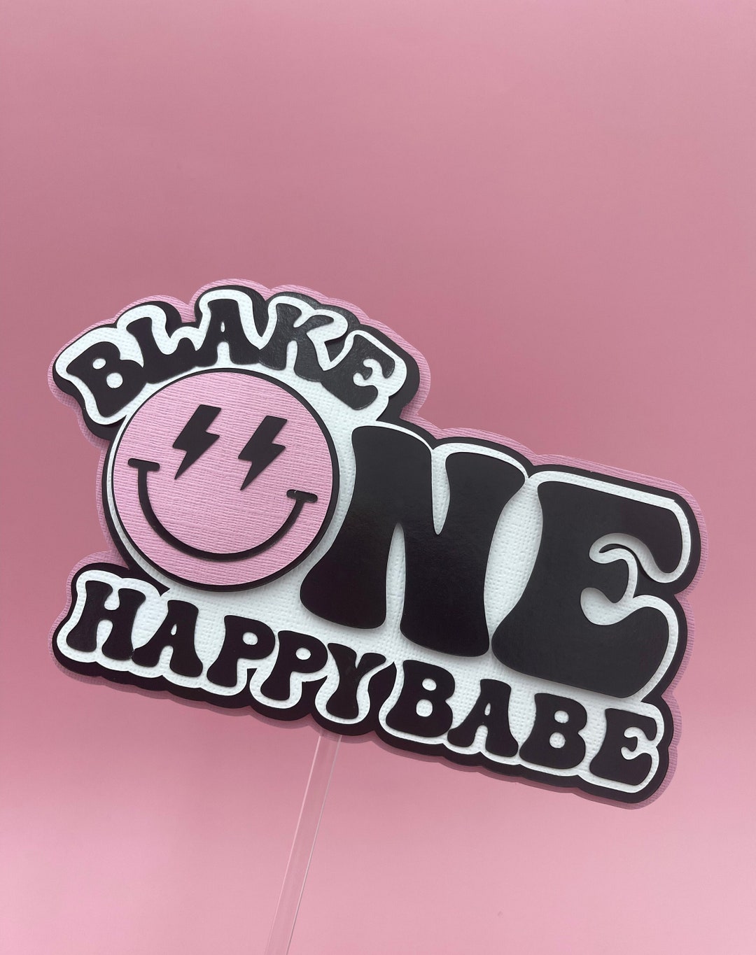 One Happy Babe Cake Topper, Pink 3D Birthday Decoration - Etsy