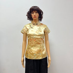 Chinese Cheongsam Shirt Short Sleeve Top China Blouse Dragon and ...
