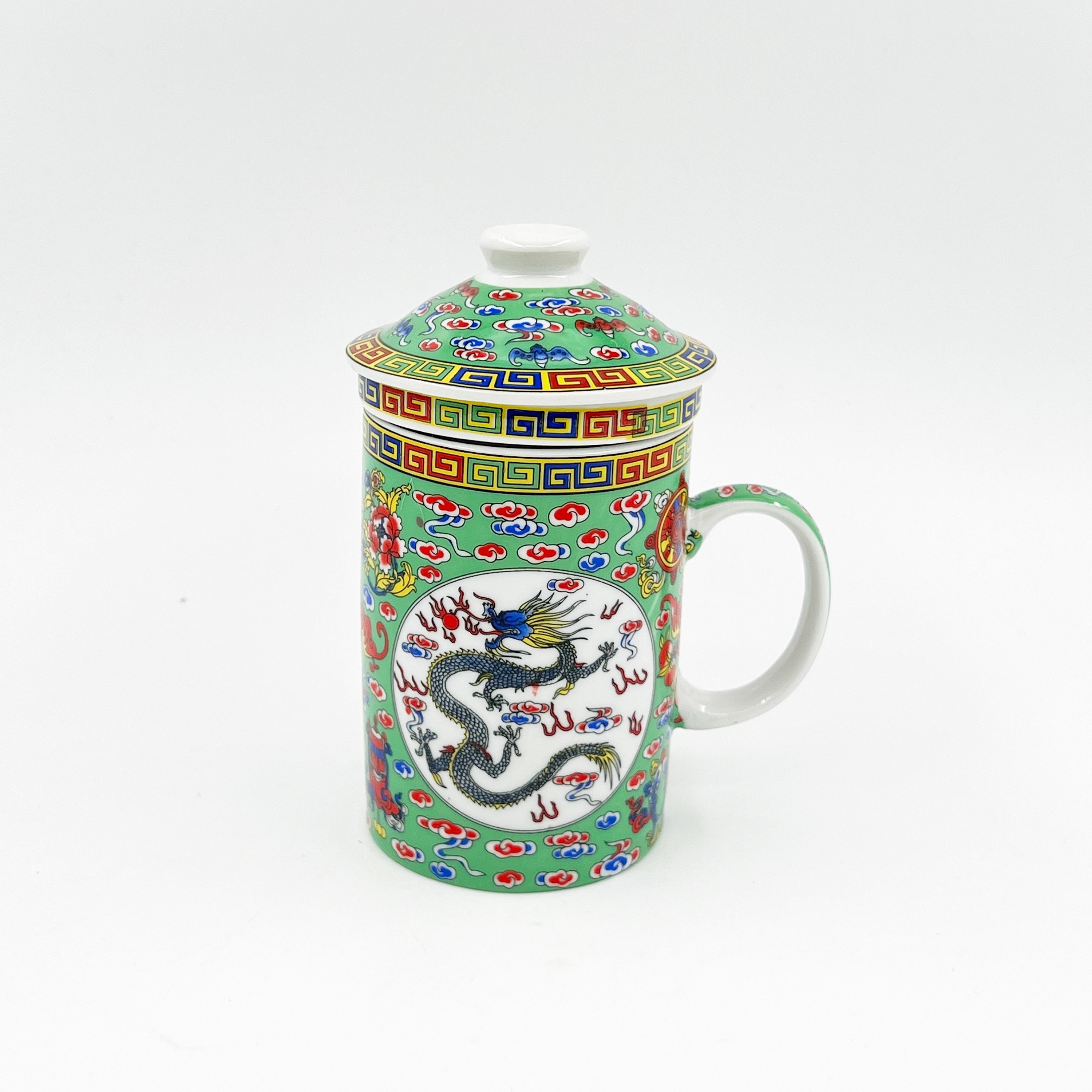 Vintage Style Chinese Loyal Dragon Ceramic Tea Cup Mug 10 Fl Oz, 3 ...