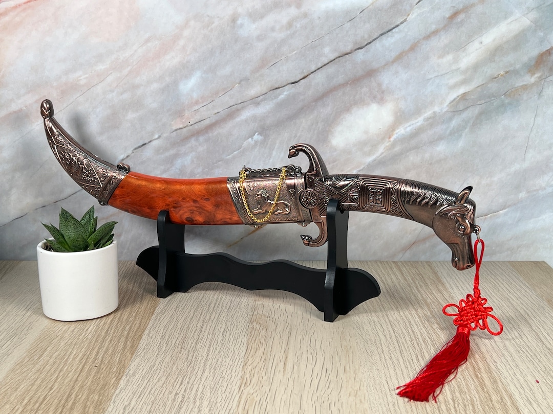 Mongolian Decorative Horse Head Dagger With Sheath, 19 in Length - Etsy