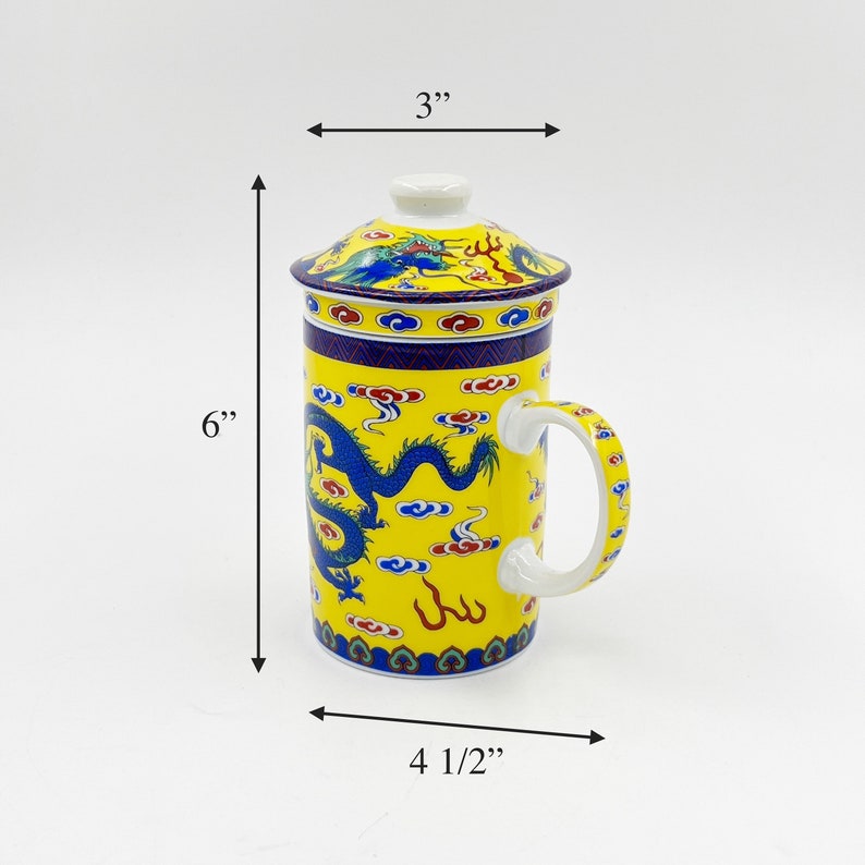 Vintage Style Chinese Loyal Dragon Ceramic Tea Cup Mug 10 Fl Oz, 3 ...