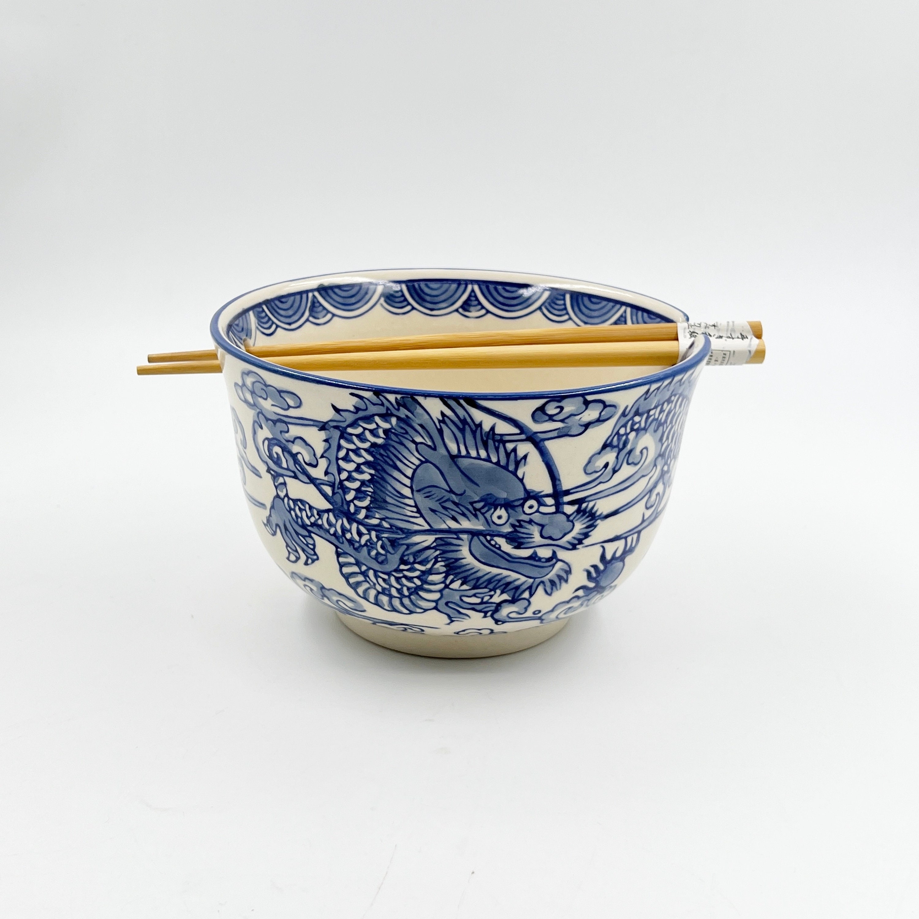 6 Japanese Ramen Udon Noodle Bowl With Chopsticks Gift Set, Ceramic ...