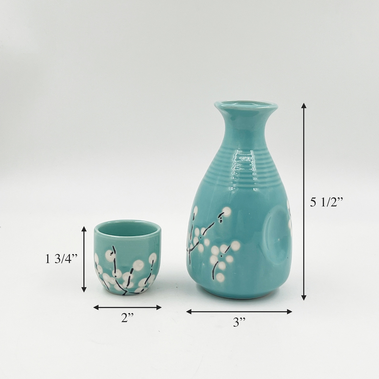 Ceramic Japanese Sake Set, 1 Tokkuri Bottle (10 Oz) and 4 Ochoko Cups ...