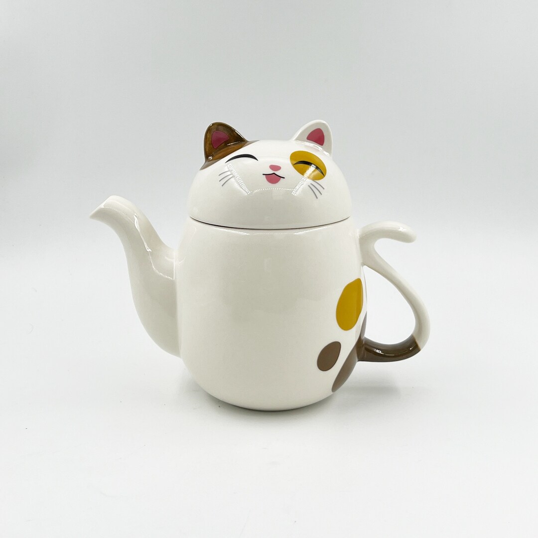 Japanese Cat Teapot, Cute Ceramic Cat Teapot 22oz With Stainless Steel ...