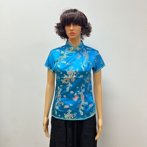 Chinese Cheongsam Shirt Short Sleeve Top China Blouse Dragon and ...