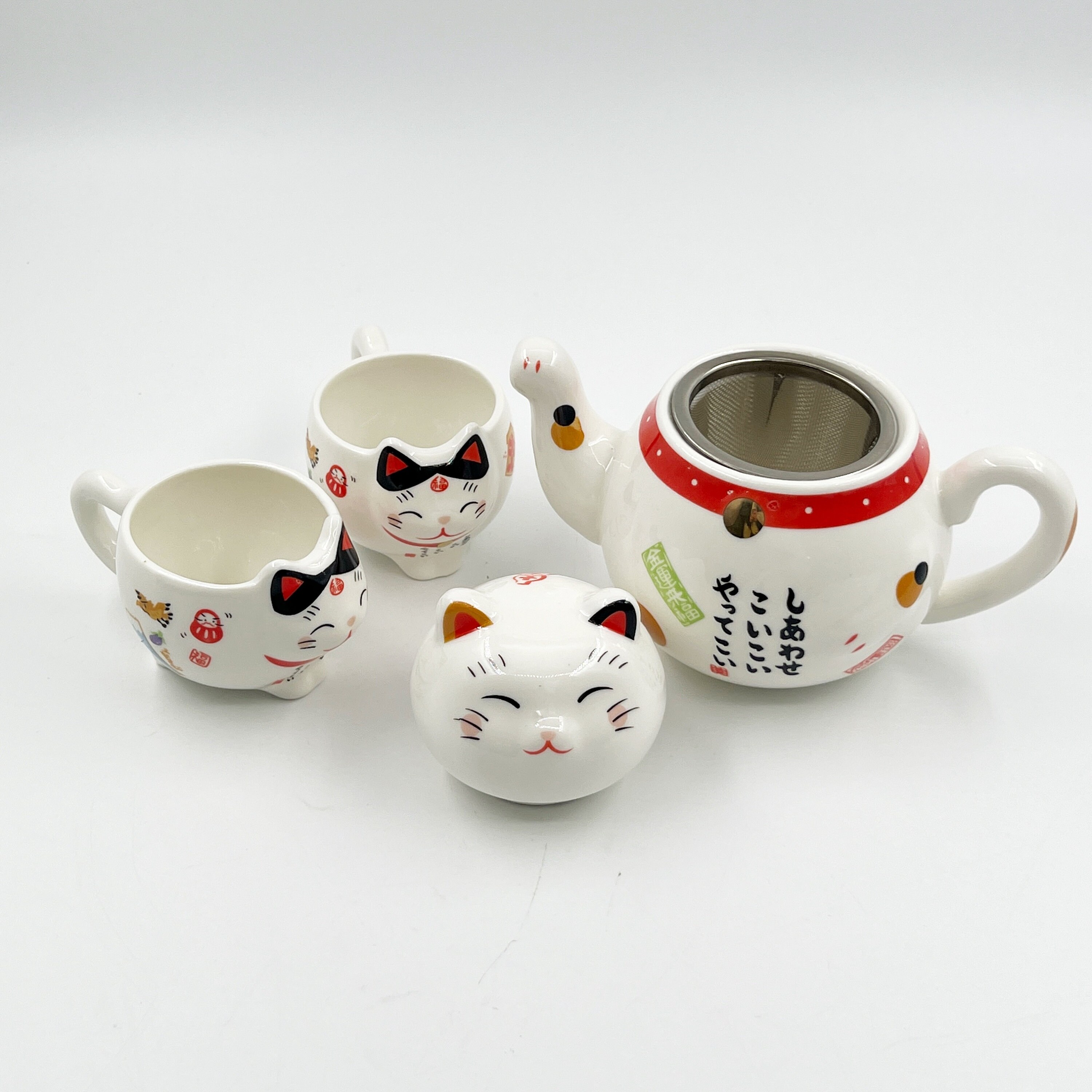 Japanese Lucky Cat Ceramic Tea Set, Maneki Neko Teapot and Cups - Etsy