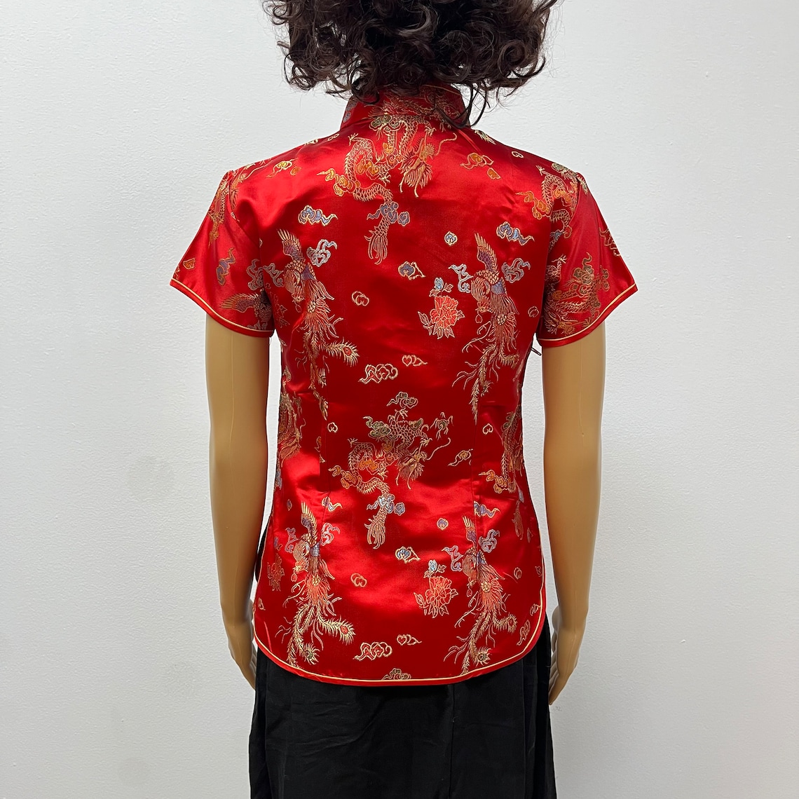 Chinese Cheongsam Shirt Short Sleeve Top China Blouse Dragon and ...
