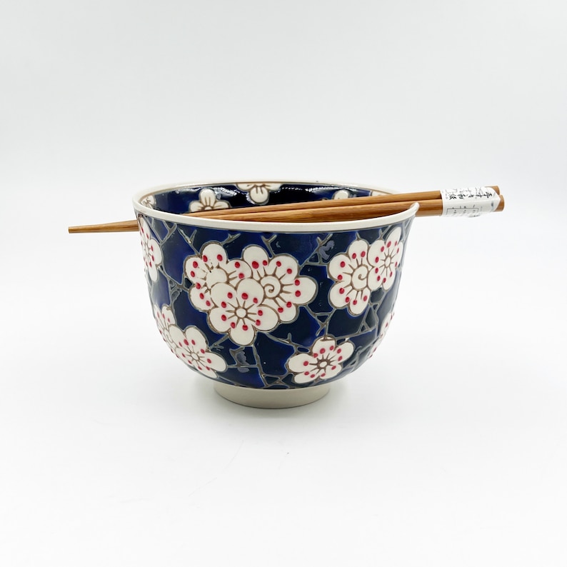 5" Japanese Ramen Udon Noodle Bowl With Chopsticks Gift Set, Floral ...