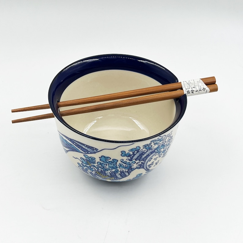 5" Japanese Ramen Udon Noodle Bowl With Chopsticks Gift Set, Floral ...