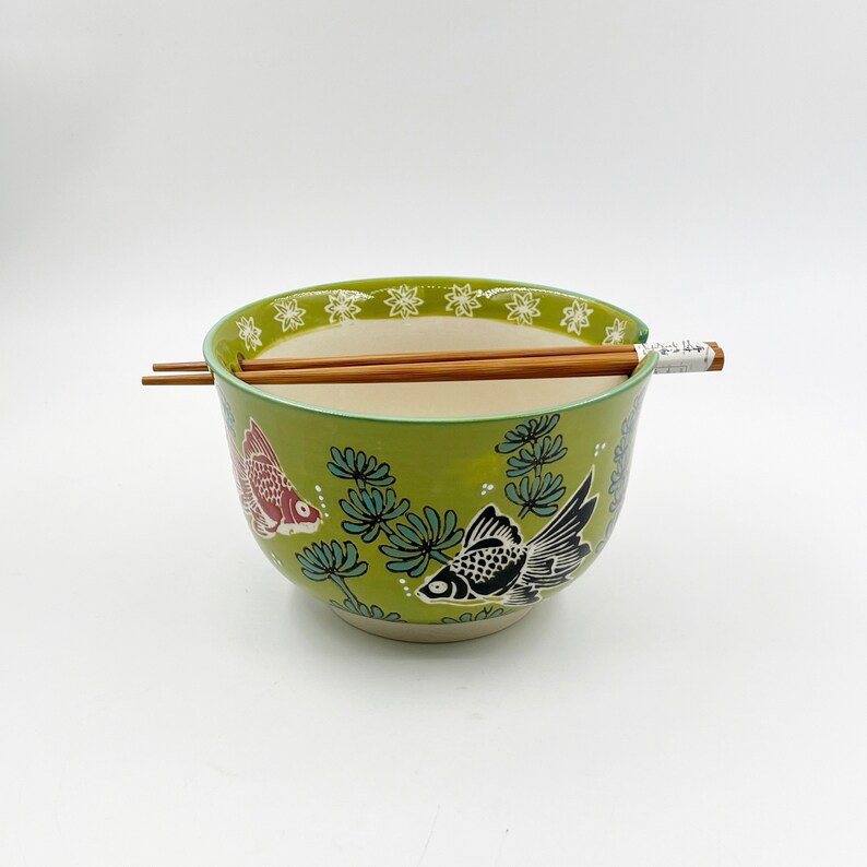 6 Japanese Ramen Udon Noodle Bowl With Chopsticks Gift Set, Ceramic ...