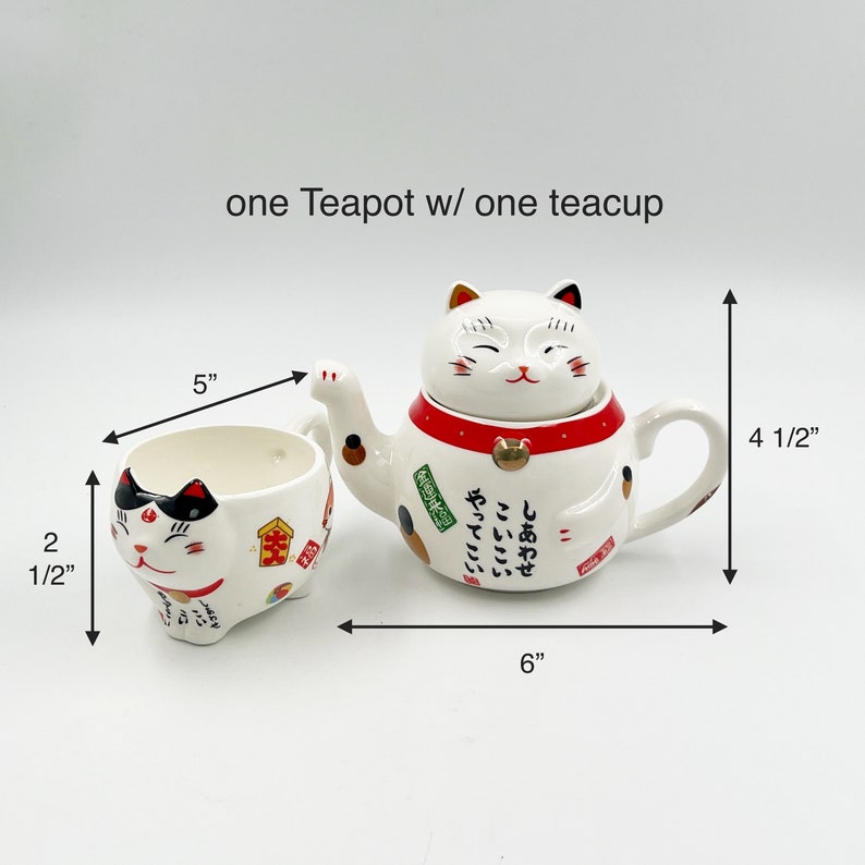Japanese Lucky Cat Ceramic Tea Set, Maneki Neko Teapot and Cups - Etsy