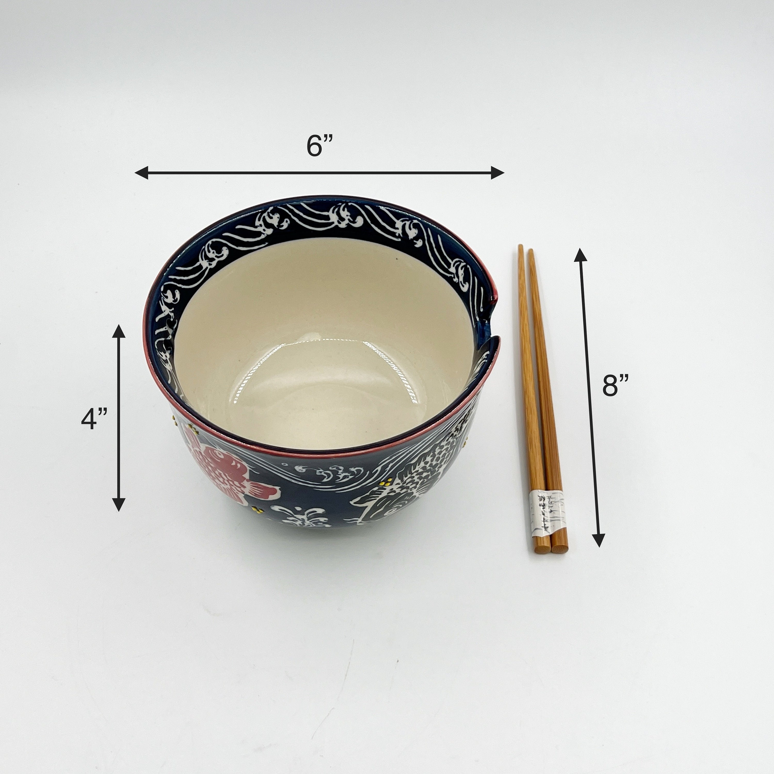 6 Japanese Ramen Udon Noodle Bowl With Chopsticks Gift Set, Ceramic ...