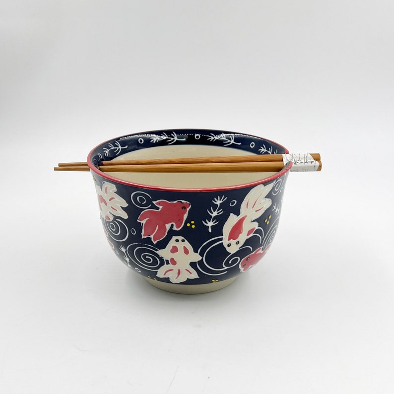 6 Japanese Ramen Udon Noodle Bowl With Chopsticks Gift Set, Ceramic ...